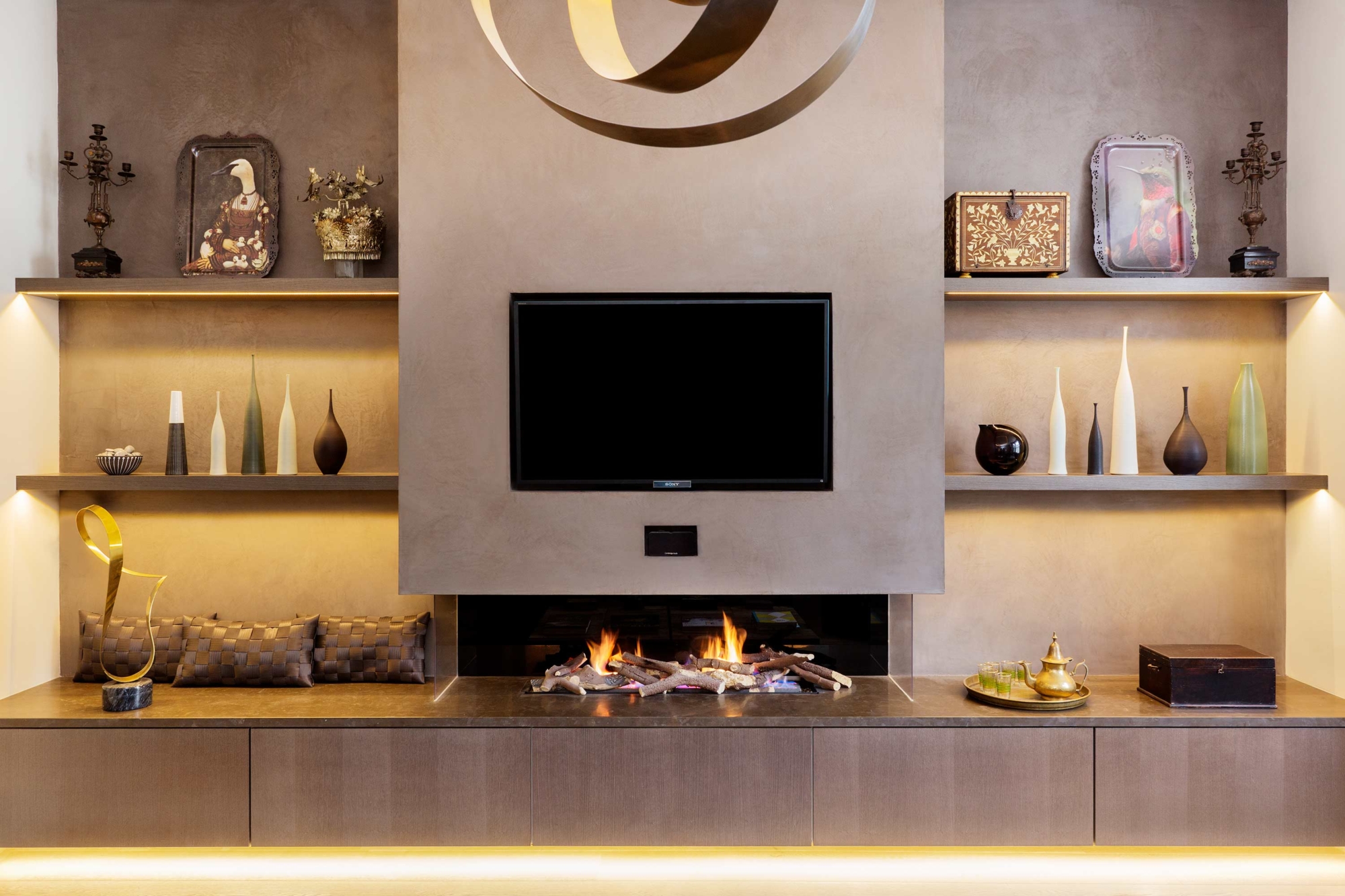 Contemporary Media & Fireplace Walls | HUX London