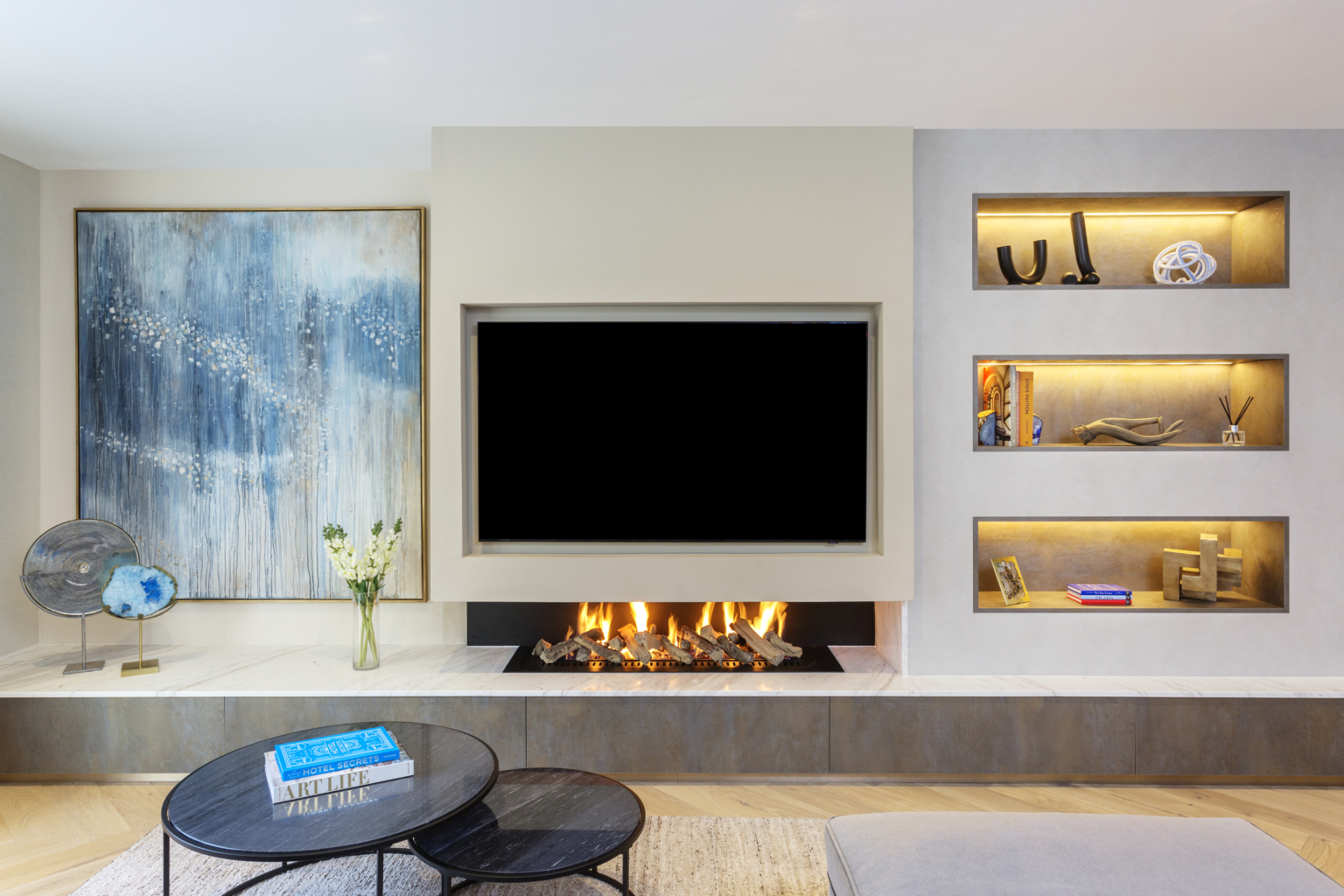 Designing a Statement Media and Fireplace Wall: What to Know - HUX London